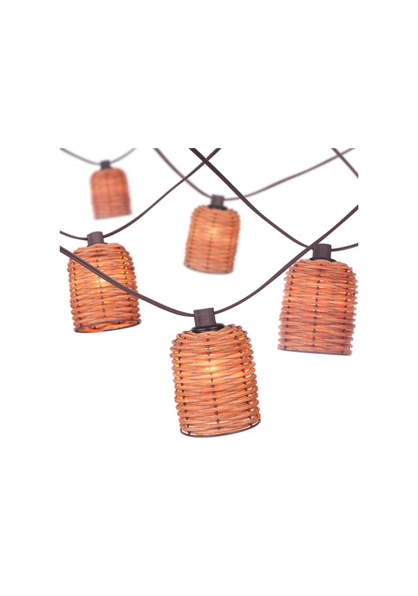 Doğal Rattan String Lights, 10 Rustik Rafya Kafes Işığı, 10 Ft Fiş Ve ...