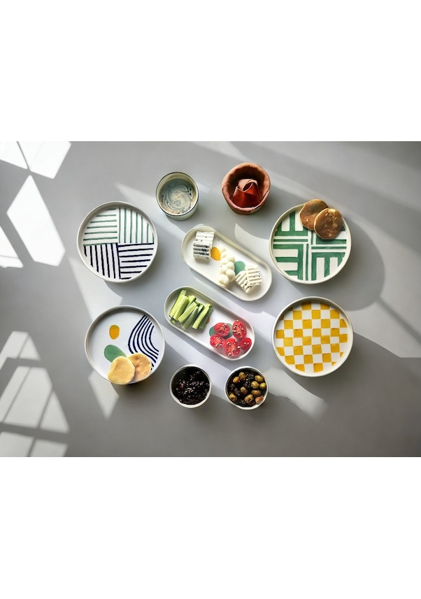 Kevin Seramik Modern Hand Made10 Parça 4 Kişilik Lüxs Kahvaltılık Sunum ...