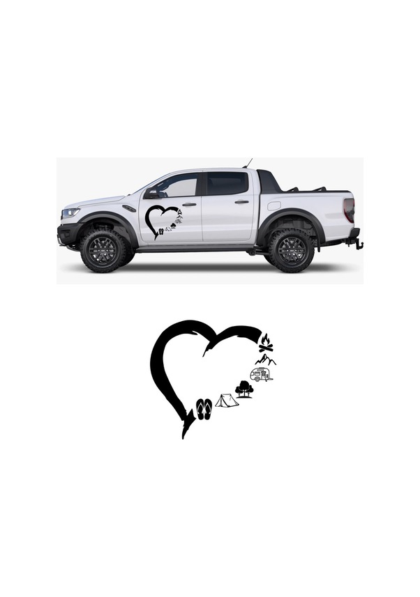 90 X 90 cm - Kalp Kamp Karavan sticker. Kamp karavan Çıkartması ...