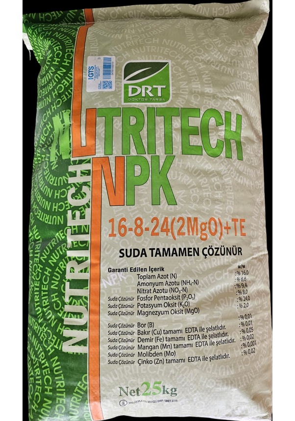 Damlama Gübresi NPK Nutritech 16+08+24+2MgO+TE Gübre 25 KG Fiyatları ve ...