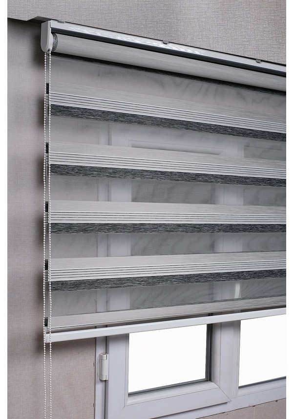 Brillant Premium Çift Renk Siyah - Gri Ev Ofis Zebra Stor Perdeler ...