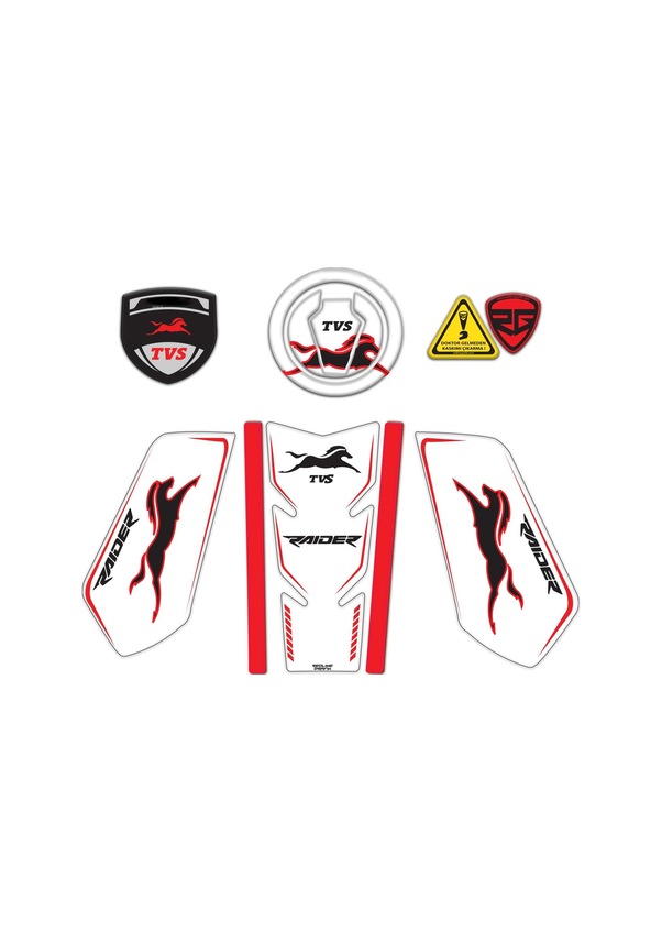 Tvs Raider Tank Pad Sticker Seti Beyaz Kırmızı Redlinegrafik Fiyatları ...