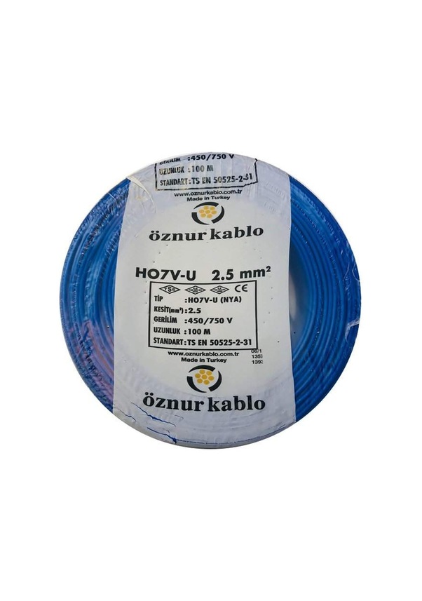 Öznur 2,5 Mm NYA Kablo - 100 Metre Mavi Fiyatları ve Özellikleri