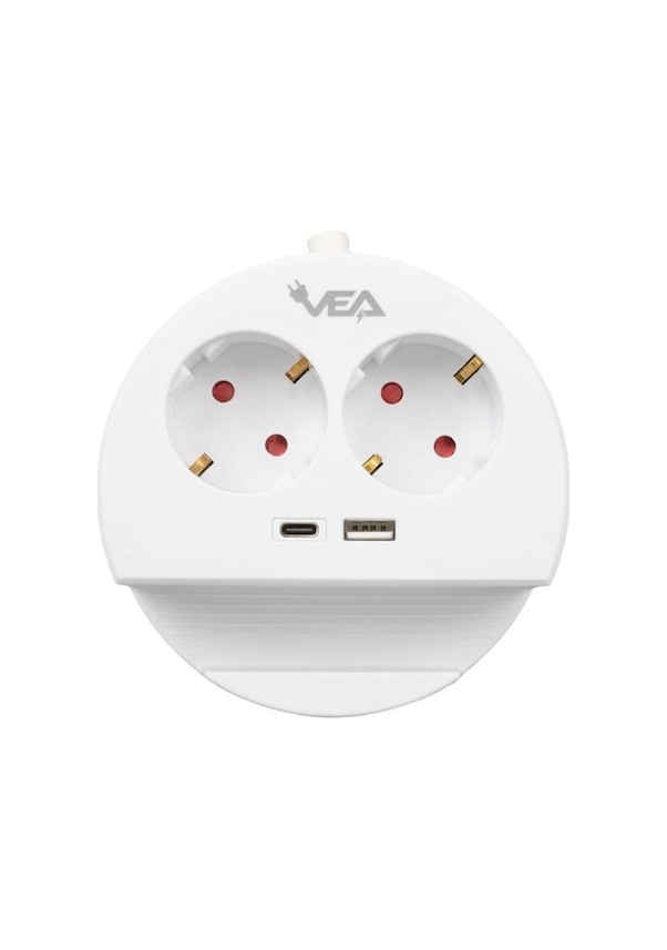 Ve- G1102c 2'li Usb+ Type-c Girişli Anahtarlı 1.5 Metre Grup Priz ...