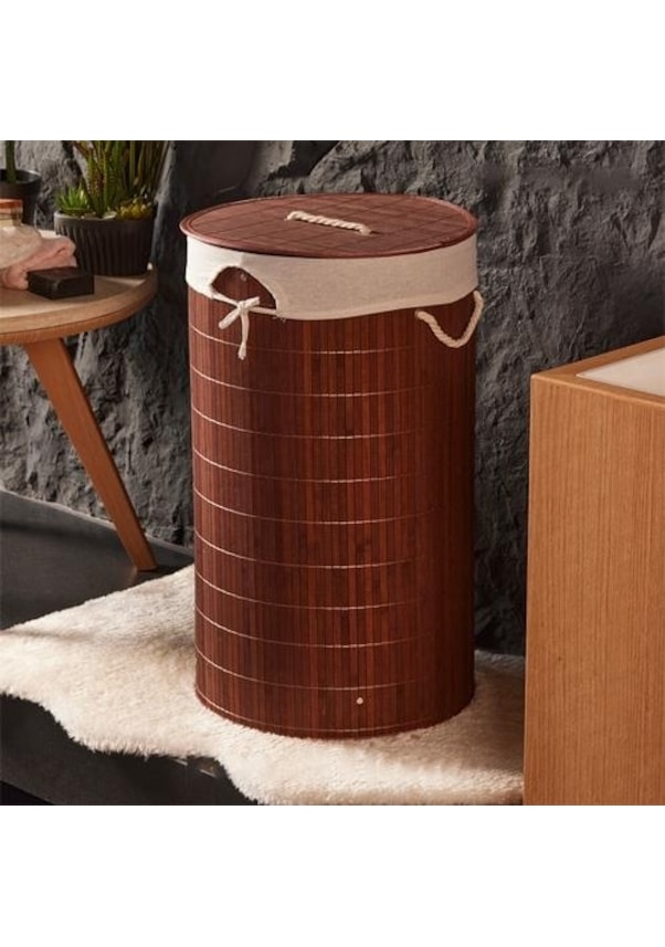 Kirli Çamaşır Sepeti Bambu Çamaşır Selesi Kapaklı Hasır Desenli Kirli ...