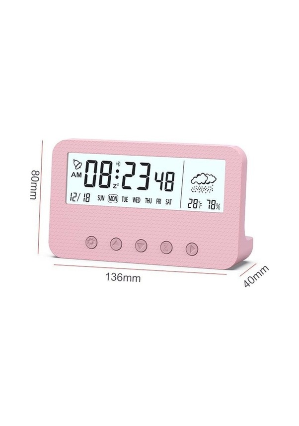 Cordial Pembe Aydınlık Dijital Çalar Saat, Sessiz Lcd Ekran, Sıcaklık ...