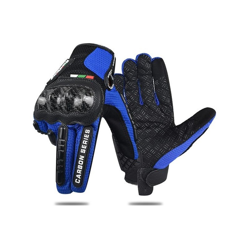 Dokunmatik Ekran Tam Parmak Motosiklet Eldiveni Mavi Xl