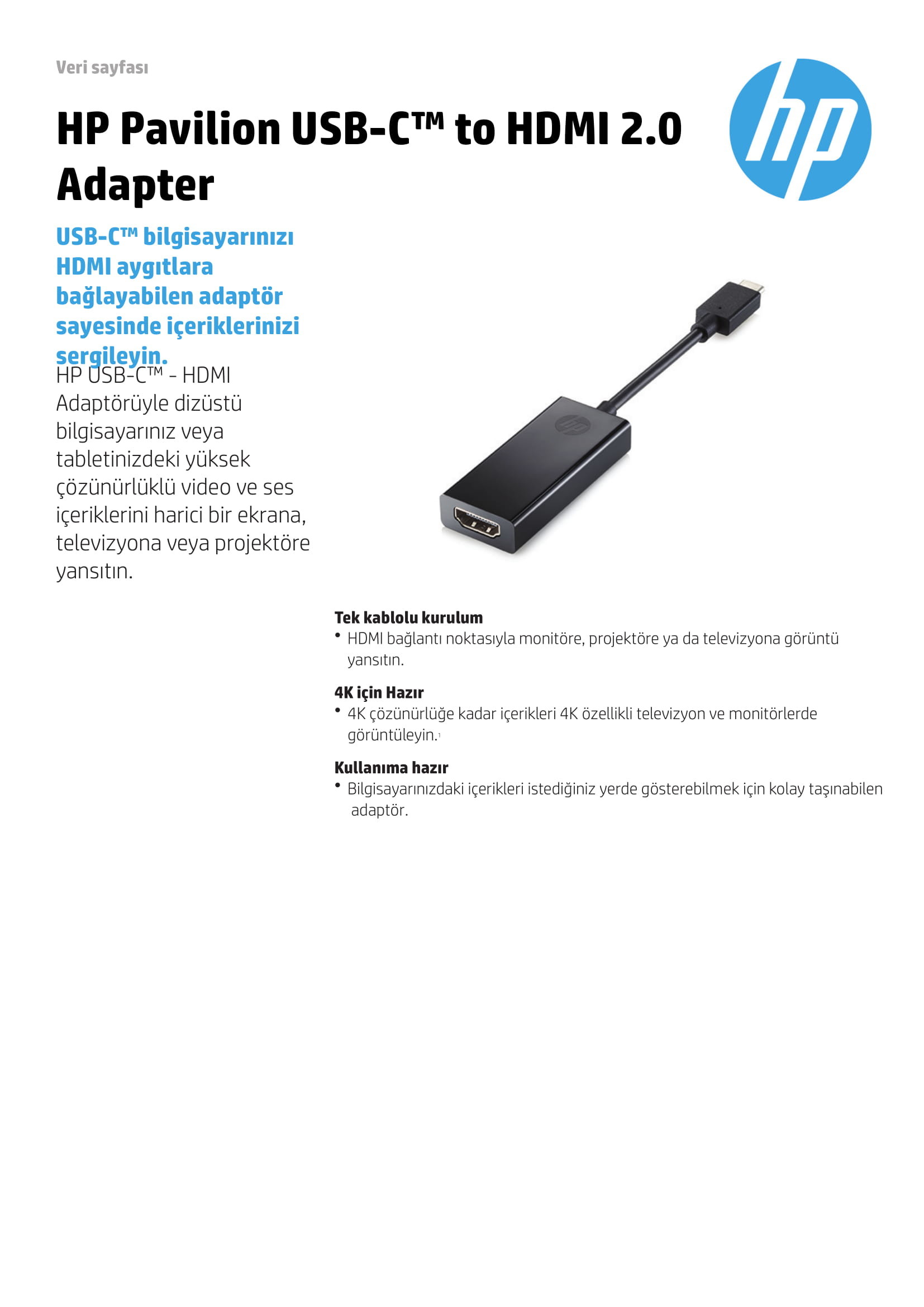 Hp Pavilion Usb-C - Hdmı Çeviriçi 2Pc54Aa Fiyatları ve Özellikleri