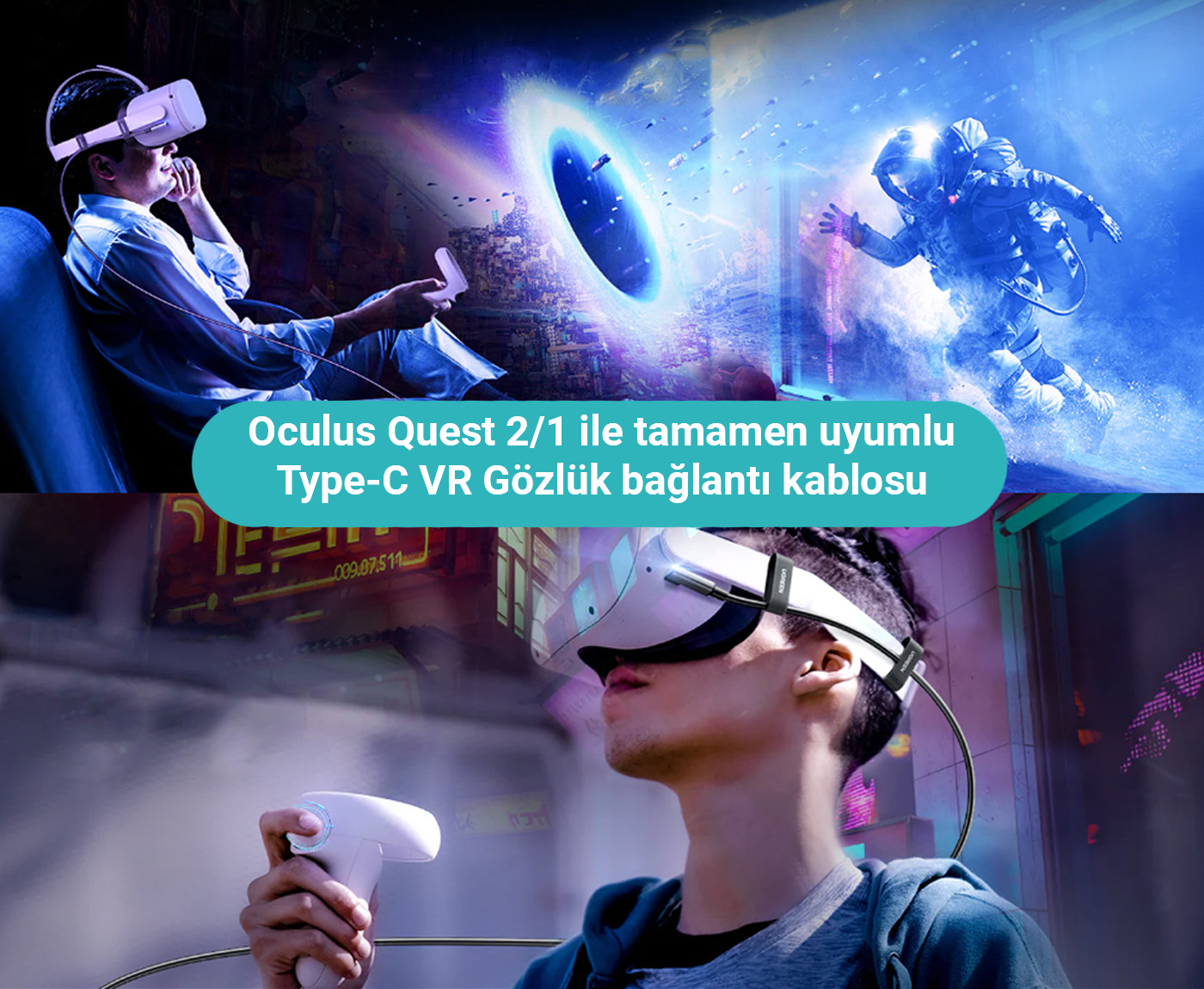 Ugreen Oculus Quest 2/Pico 4 Ve PC/Steam USB 3.0 VR Link Kablo 5 M ...