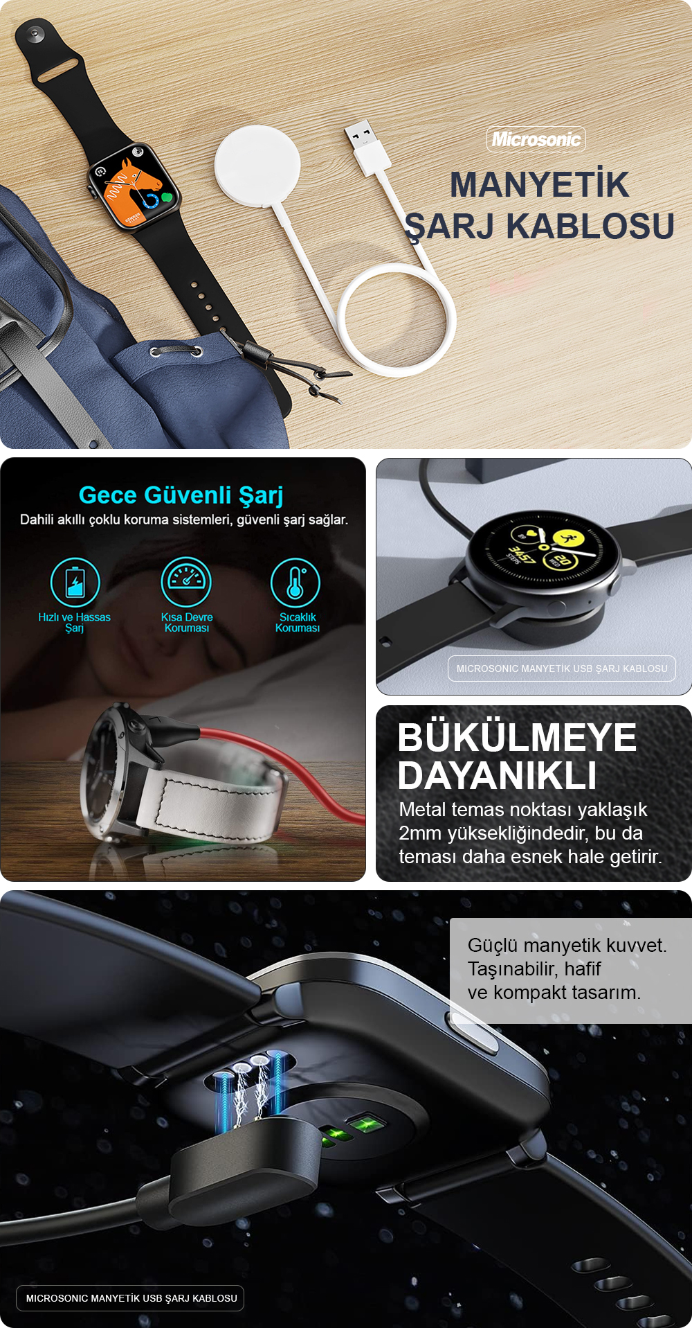 Microsonic Watch Gs8+ Ultra Masaüstü Manyetik Şarj Cihazı Beyaz ...