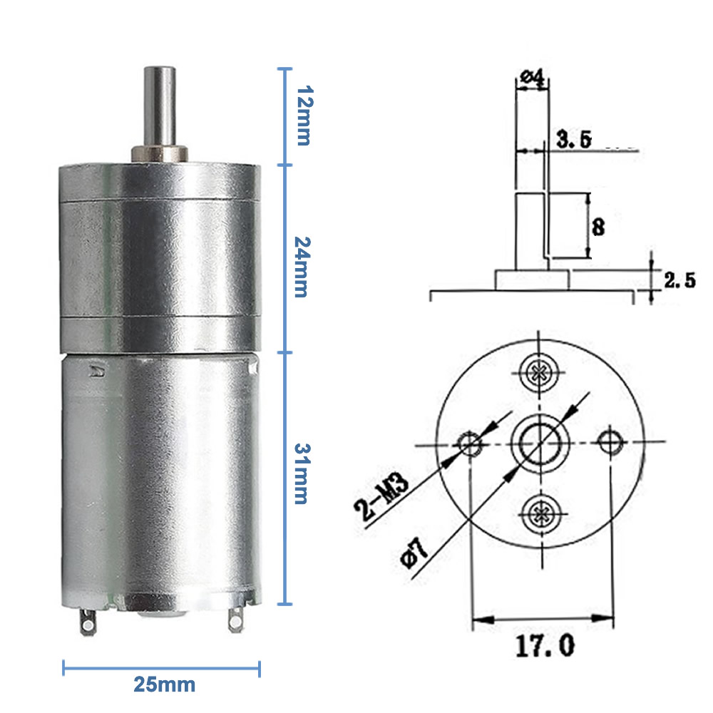 12v 5rpm Jga25-370 Redüktörlü Dc Motor Metal Dişli Yüksek Tork ...