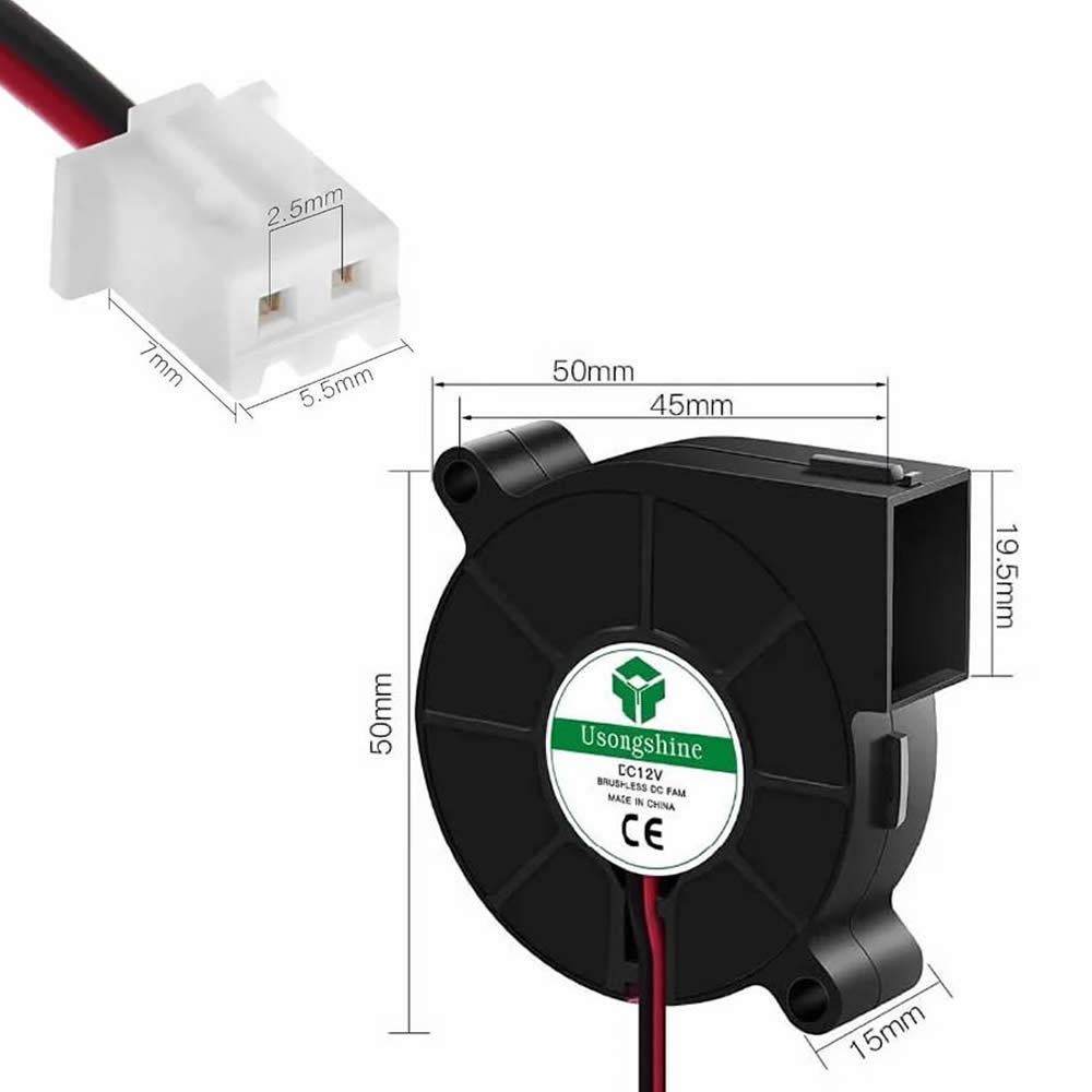 5015 12v Dc Salyangoz Fan 2 Pin 3d Yazıcı Soğutma Fanı Santirfüj ...