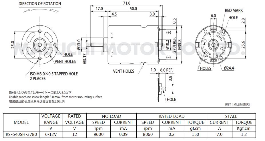 Robotistan Mabuchi Rs-540Sh-3780 Redüktörsüz Dc Motor Fiyatları ve Özellikleri