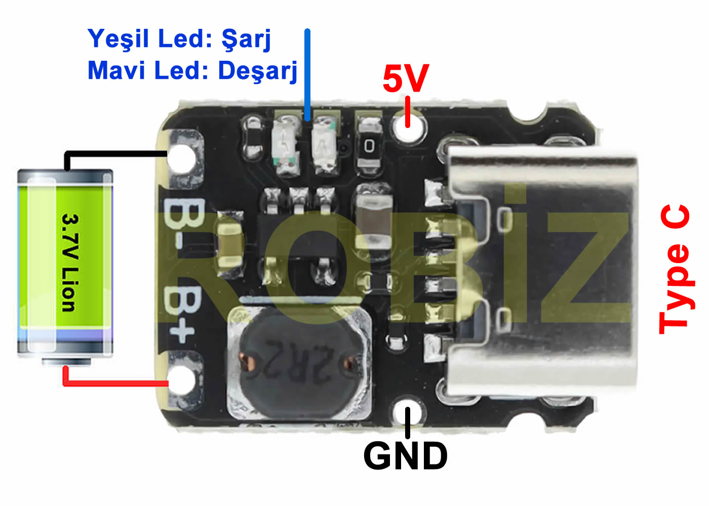 Tp4057 Type C Pil Şarj Deşarj Modülü Mini Powerbank Devresi 3.7v ...
