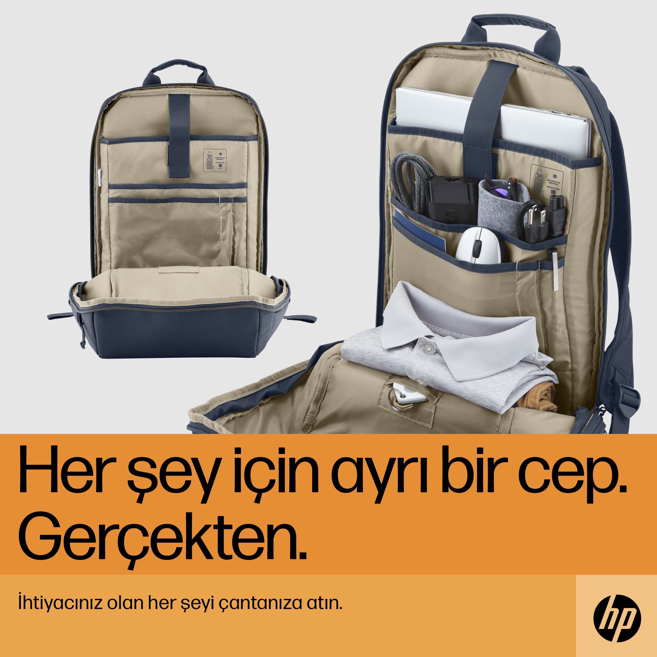 HP 6B8U6AA Travel 15.6" Bilgisayar Sırt Çantası Demir Grisi Fiyatları ...