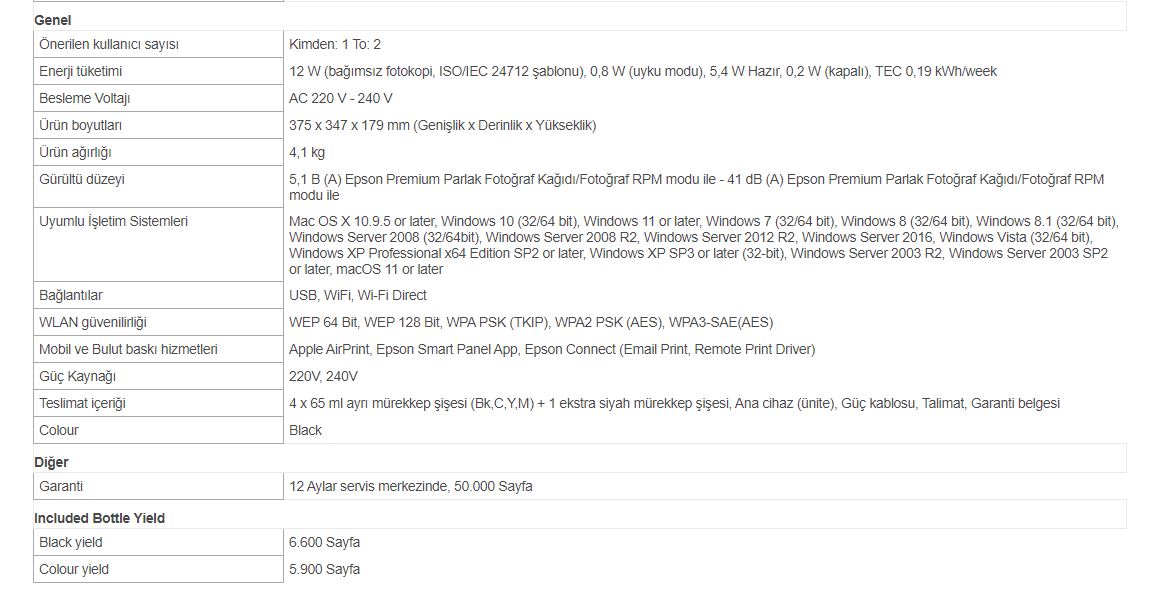 Epson Eco Tank L3550 Mürekkep Tanklı Fonksiyonlu Yazıcı Fiyatları ve ...