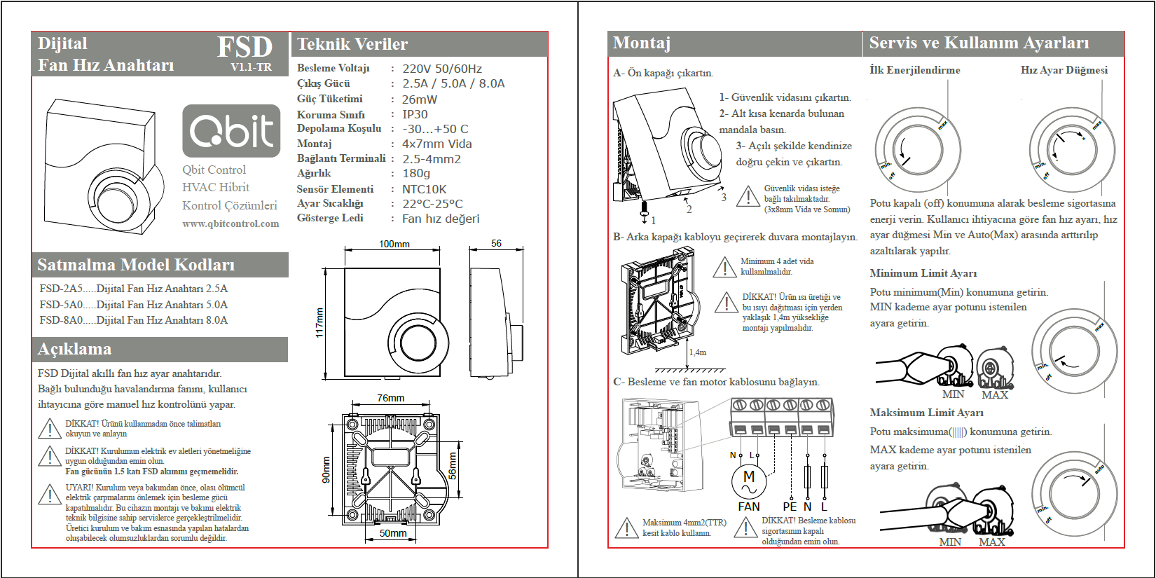 Fsd 5 Amper Havalandırma Fanı Hız Anahtarı Fiyatları ve Özellikleri