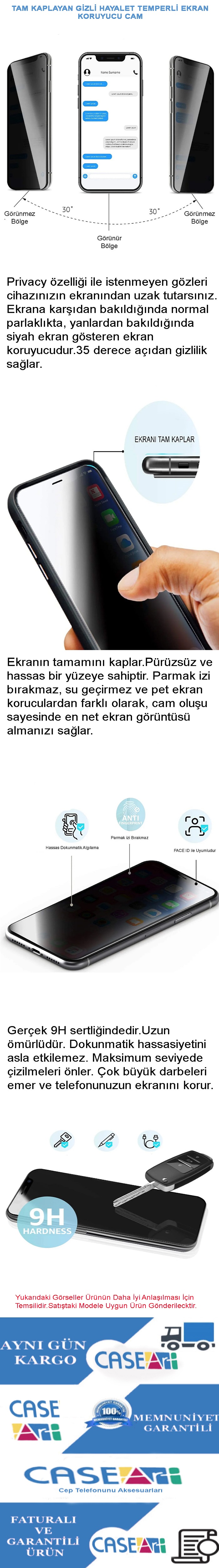 Oppo A5s ile Uyumlu Tam Kaplayan Gizli Hayalet Temperli Ekran Koruyucu ...