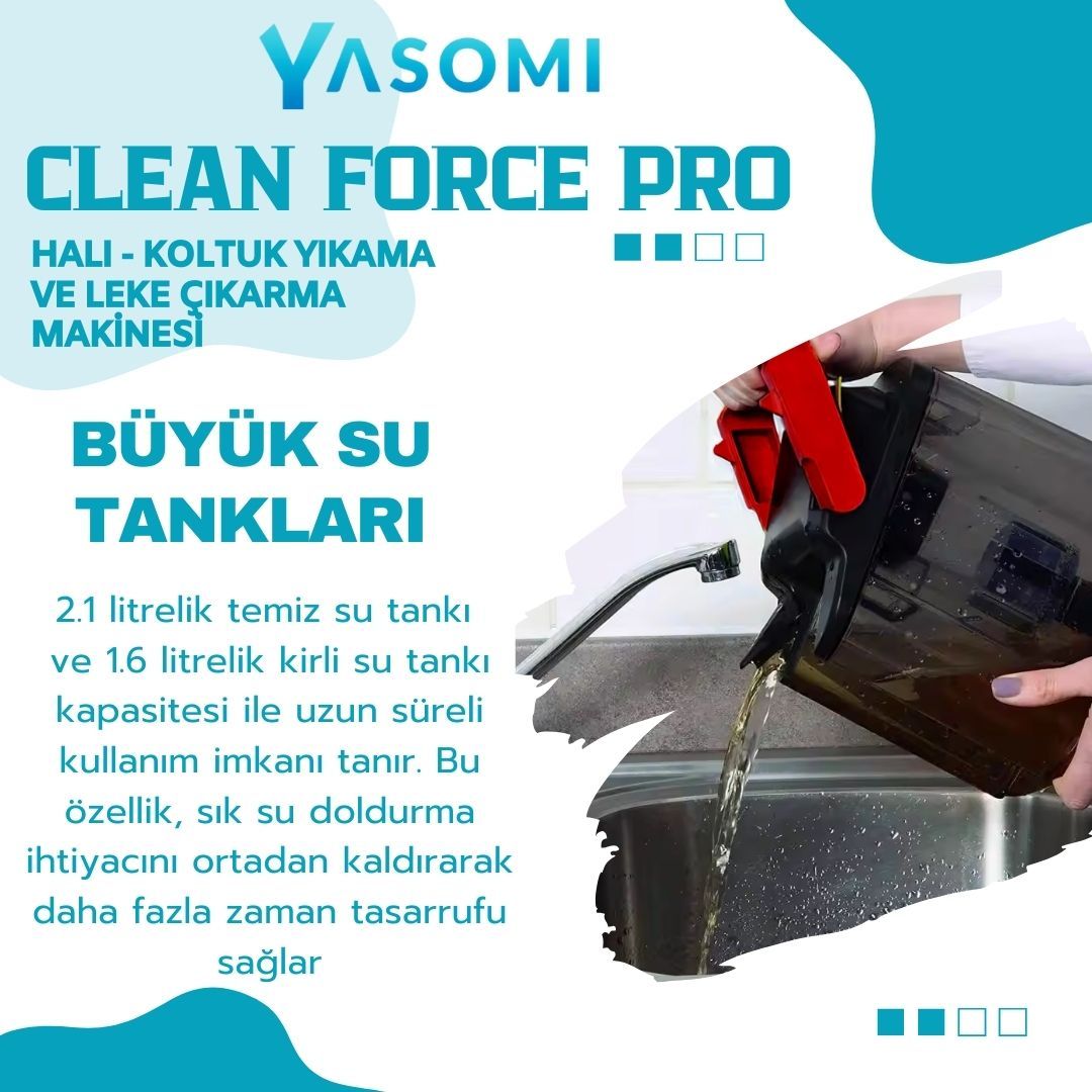 Yasomi Clean Force Pro Dikey Halı-Koltuk Yıkama ve Leke Çıkarma ...