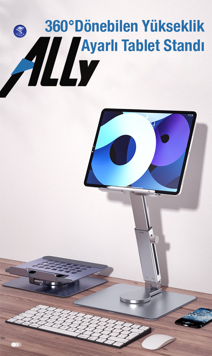 Ally H06 360 Dönebilen Yükseklik Ayarlı Masa Üstü Tablet Standı ...
