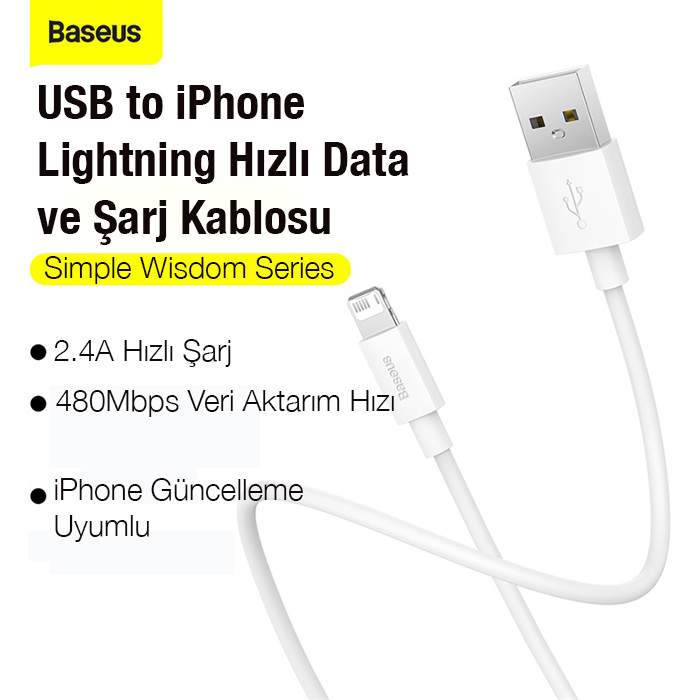 Baseus Simple Wisdom Usb To Lightning Hızlı Data Şarj Kablosu Fiyatları ...