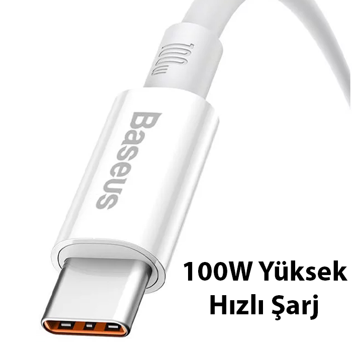 Baseus Super Şarj Kopmaz Kablo 100W Type-C Şarj Kablosu 480Mbps Veri Aktarım Kablosu USB to Type ...
