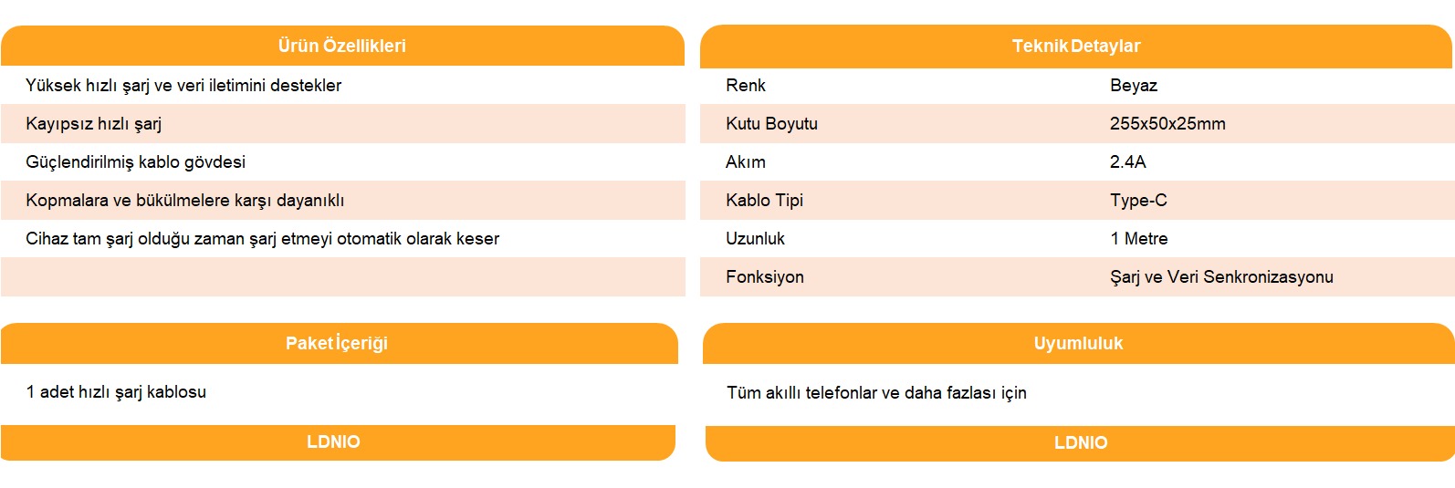Ldnıo Hızlı Şarj Kablosu 1 Metre Type-C -Ls32-Beyaz Fiyatları ve ...