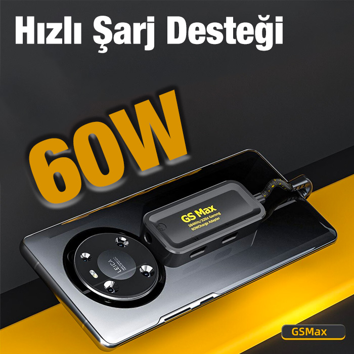 More Tr Plextone Gs Max 60W Type-C Hızlı Şarj Ve 3.5Mm Kulaklık-Siyah ...