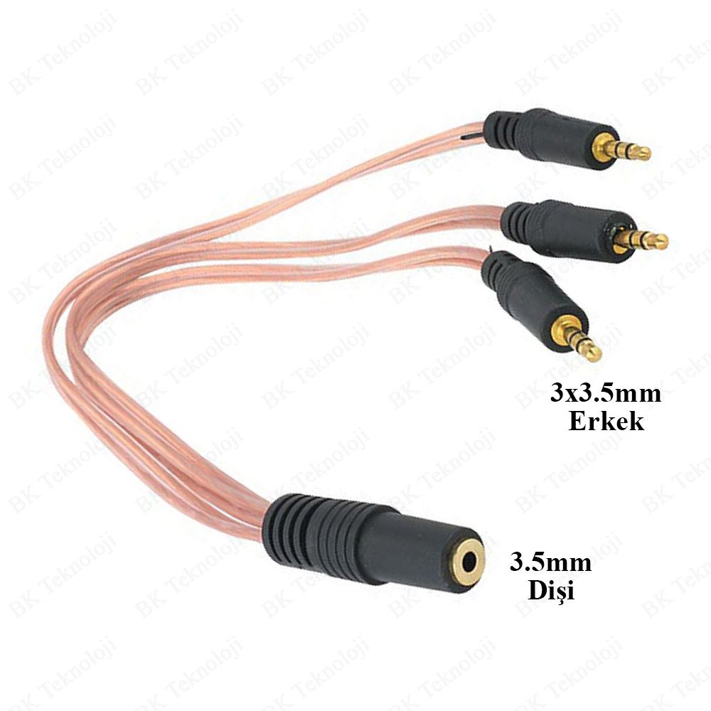 3.5 mm Stereo Dişi to 3 x 3.5 Stereo Erkek 5+1 Ses Kablosu Fiyatları ve Özellikleri