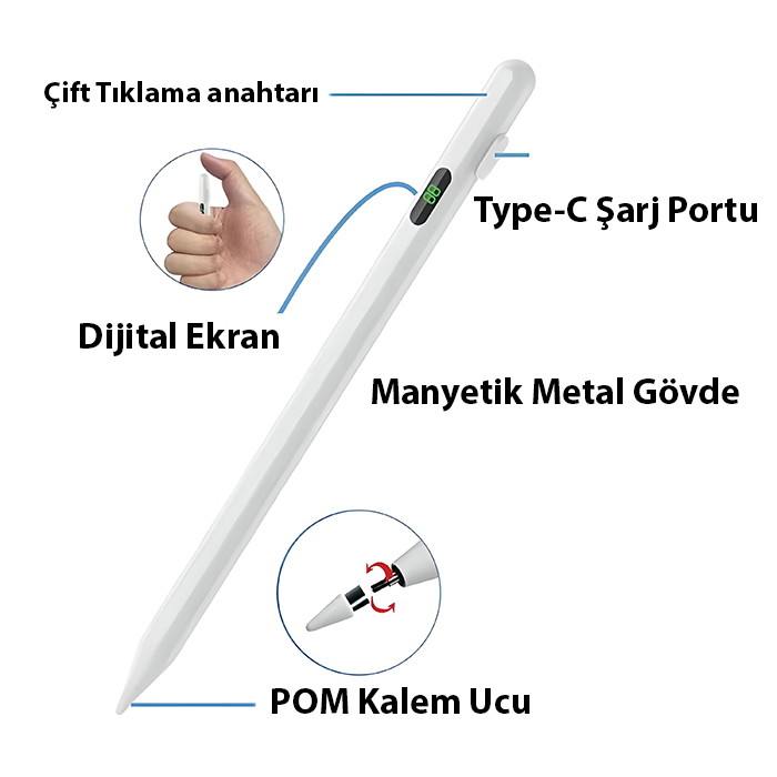 Polham Uzun Şarjlı Ve Android İle Kapasitif Stylus Dokunmatik Kalem ...