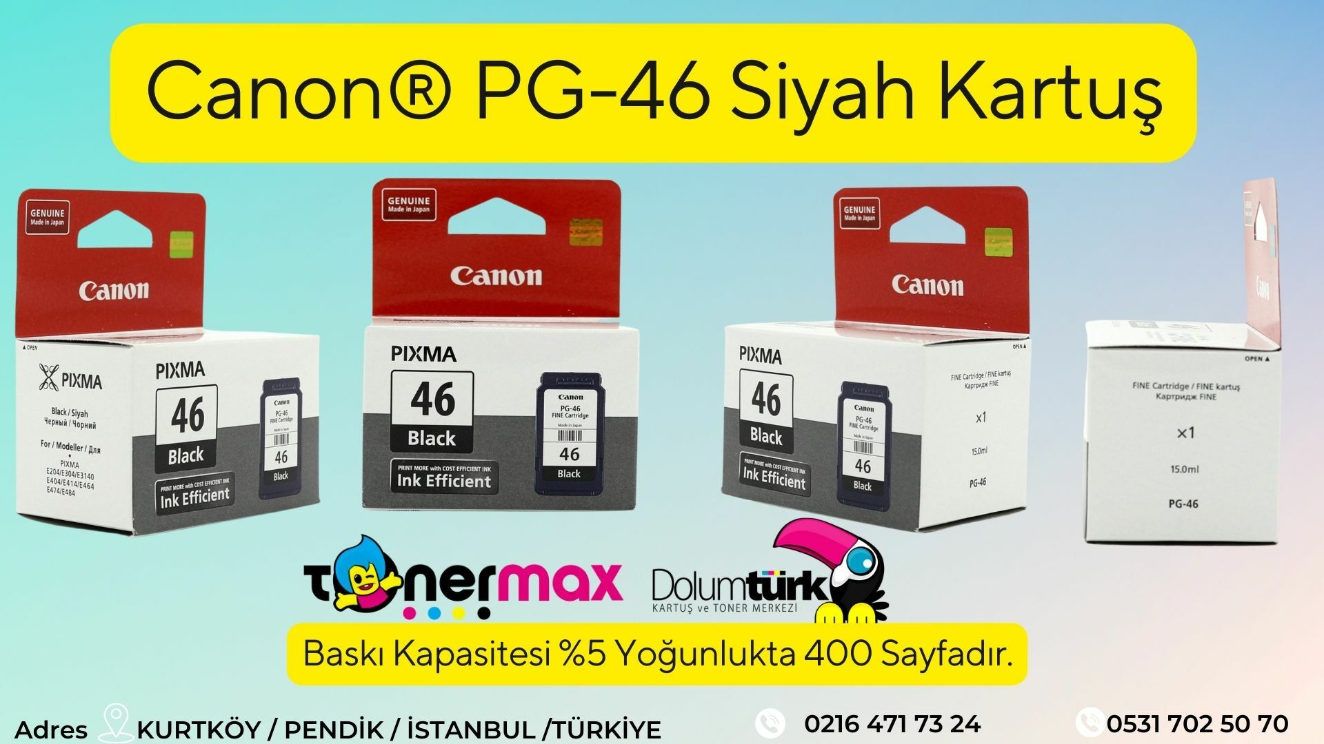 Canon Pixma E414 Kartuş / Canon PG46 / CL56 Avantaj Paket Kartuş Fiyatları ve Özellikleri