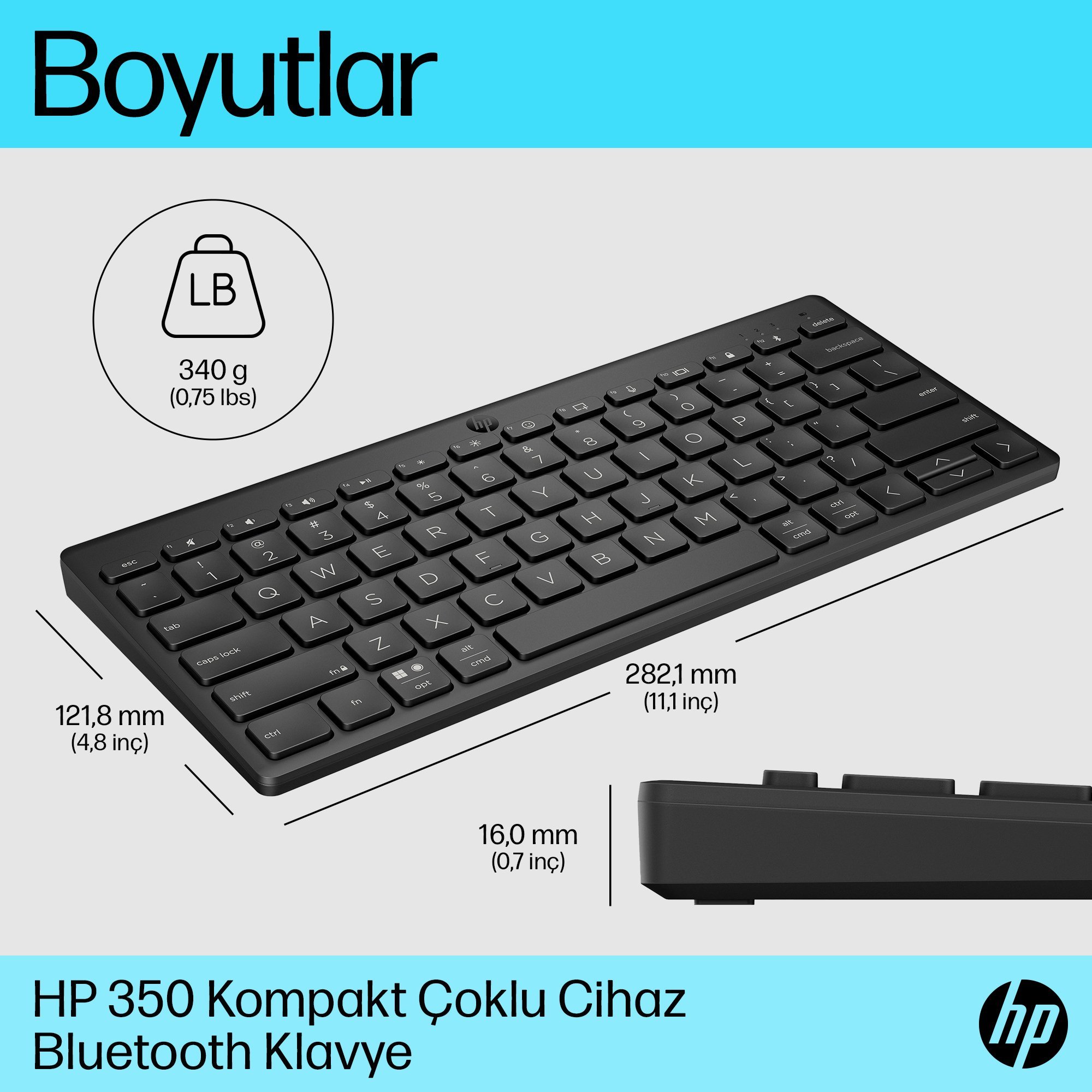 HP 350 692S8AA Kompakt Kablosuz Bluetooth Türkçe Klavye Fiyatları ve ...