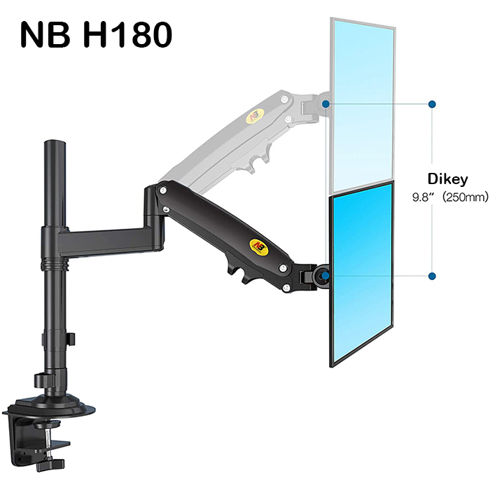 NB H180 Ergonomik Ayarlanabilir Çift Kol Amortisörlü Monitör Sta ...
