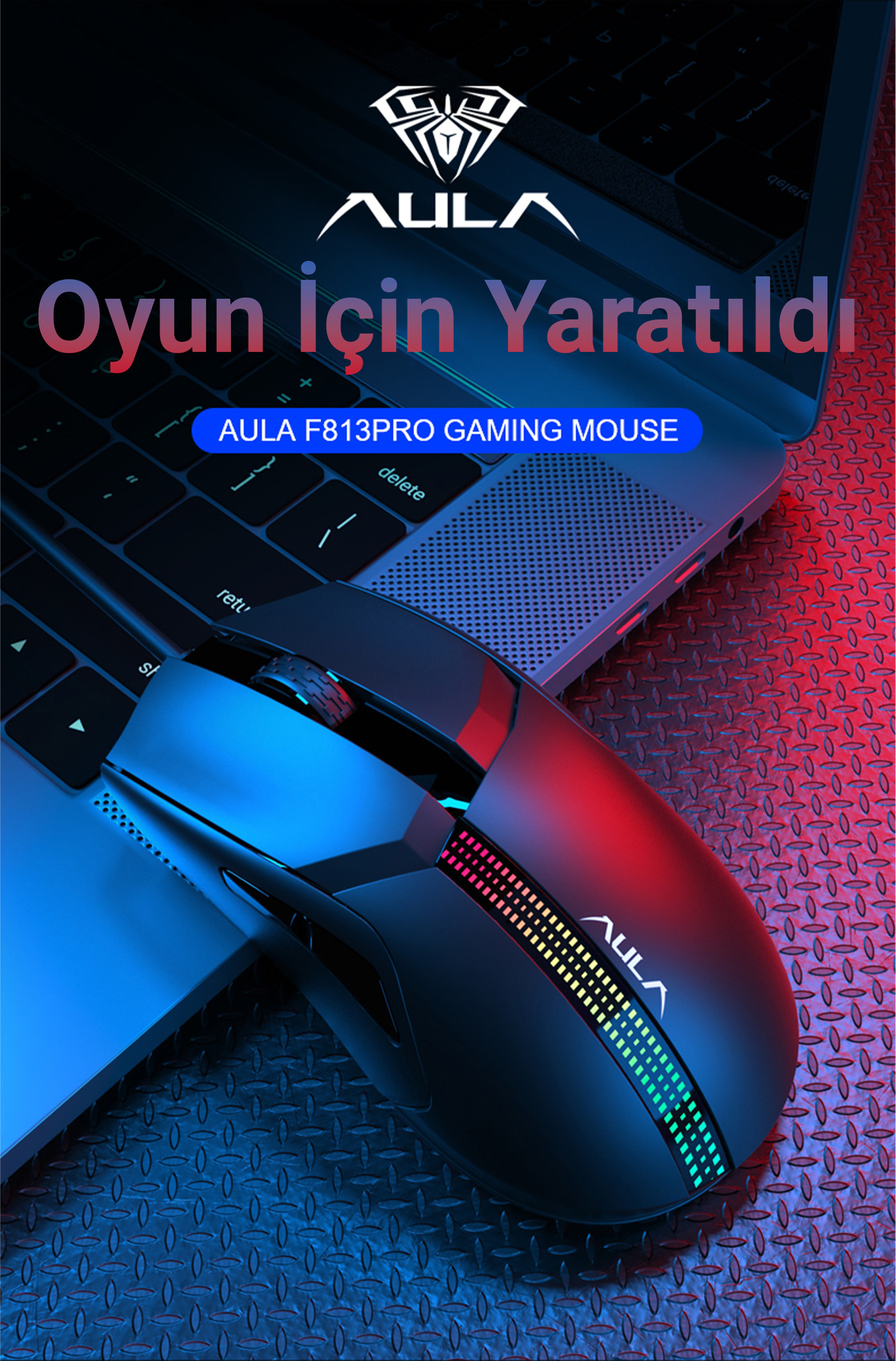 Aula F813 PRO 12400 DPI RGB Optik Gaming Oyuncu Mouse Siyah Fiyatları ...