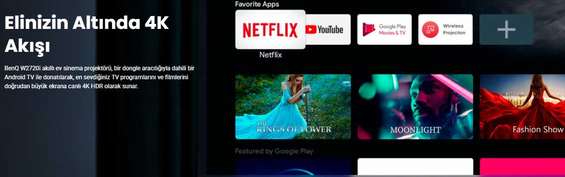 Benq W2720i 4k Led Ev Sinema Android Projeksiyon Cihazı Fiyatları ve Özellikleri