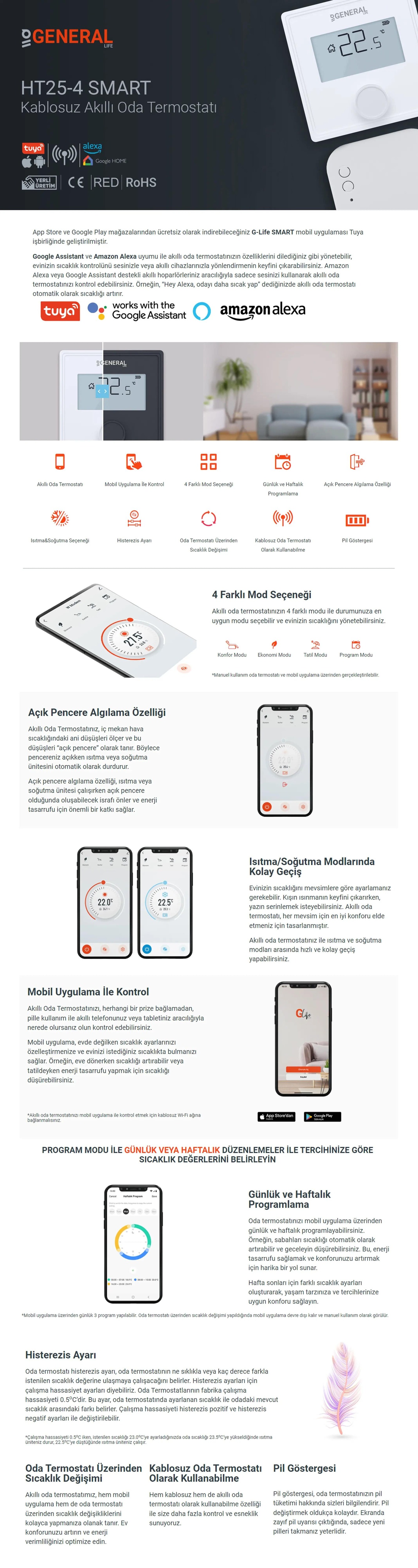Ht25-4 Smart Kablosuz Akıllı Oda Termostatı Fiyatları ve Özellikleri