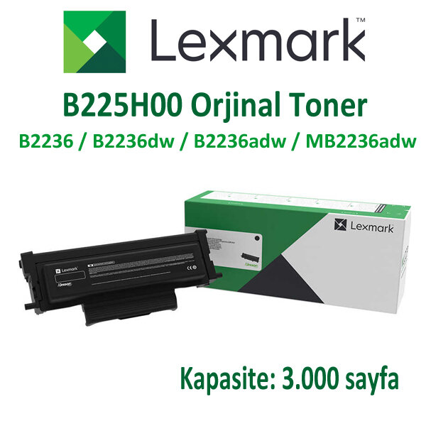 Lexmark B2236 / Mb2236 B225H00 Yüksek K..Toner 3.000 Syf Siyah ...