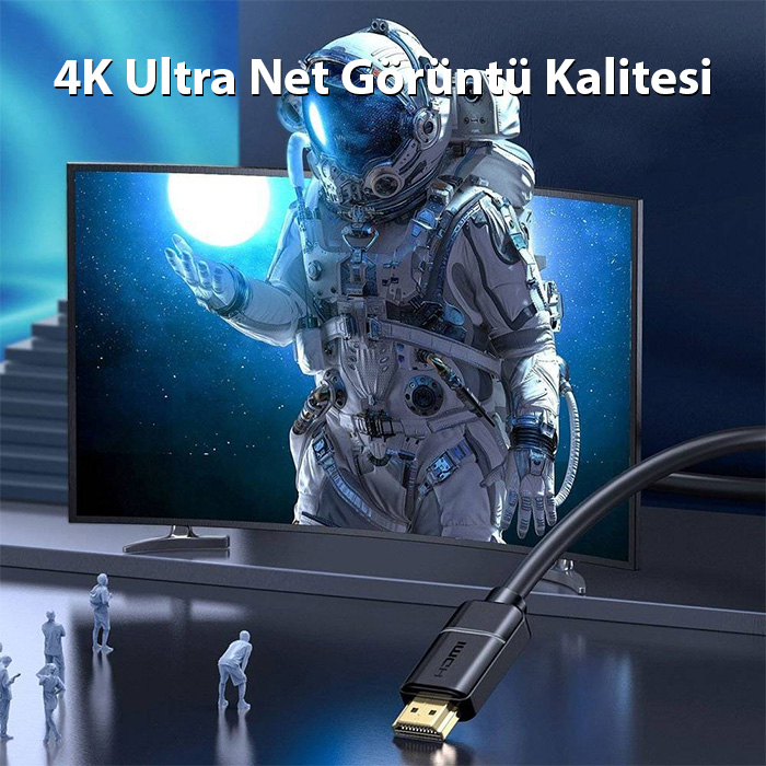 Baseus 4K 60Hz 3D HDR 18Gbps 5Mt HDMI To HDMI Görüntü Kablo 4K Yüksek ...