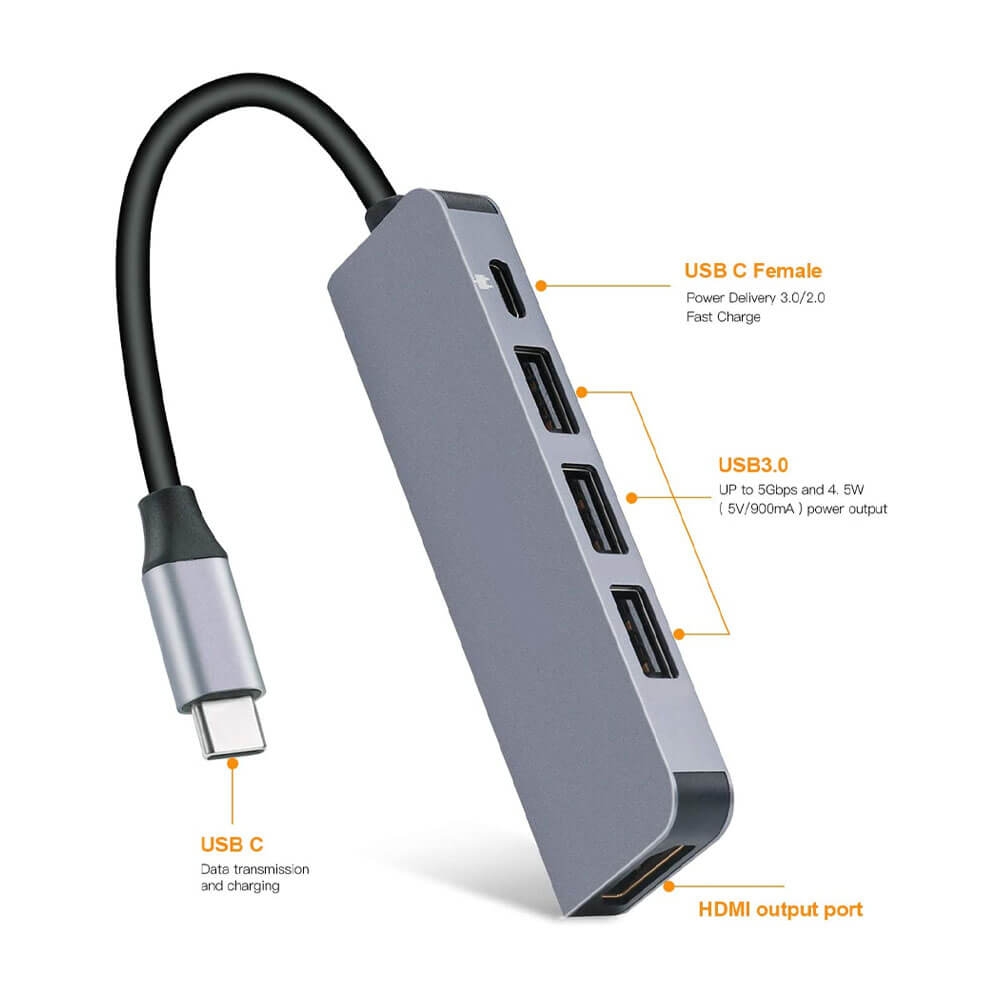 Type-c To Hdmı 4k 30hz Çevirici Kablo 1 Usb 3.0 + 2 Usb 2.0 Çoklayıcı ...