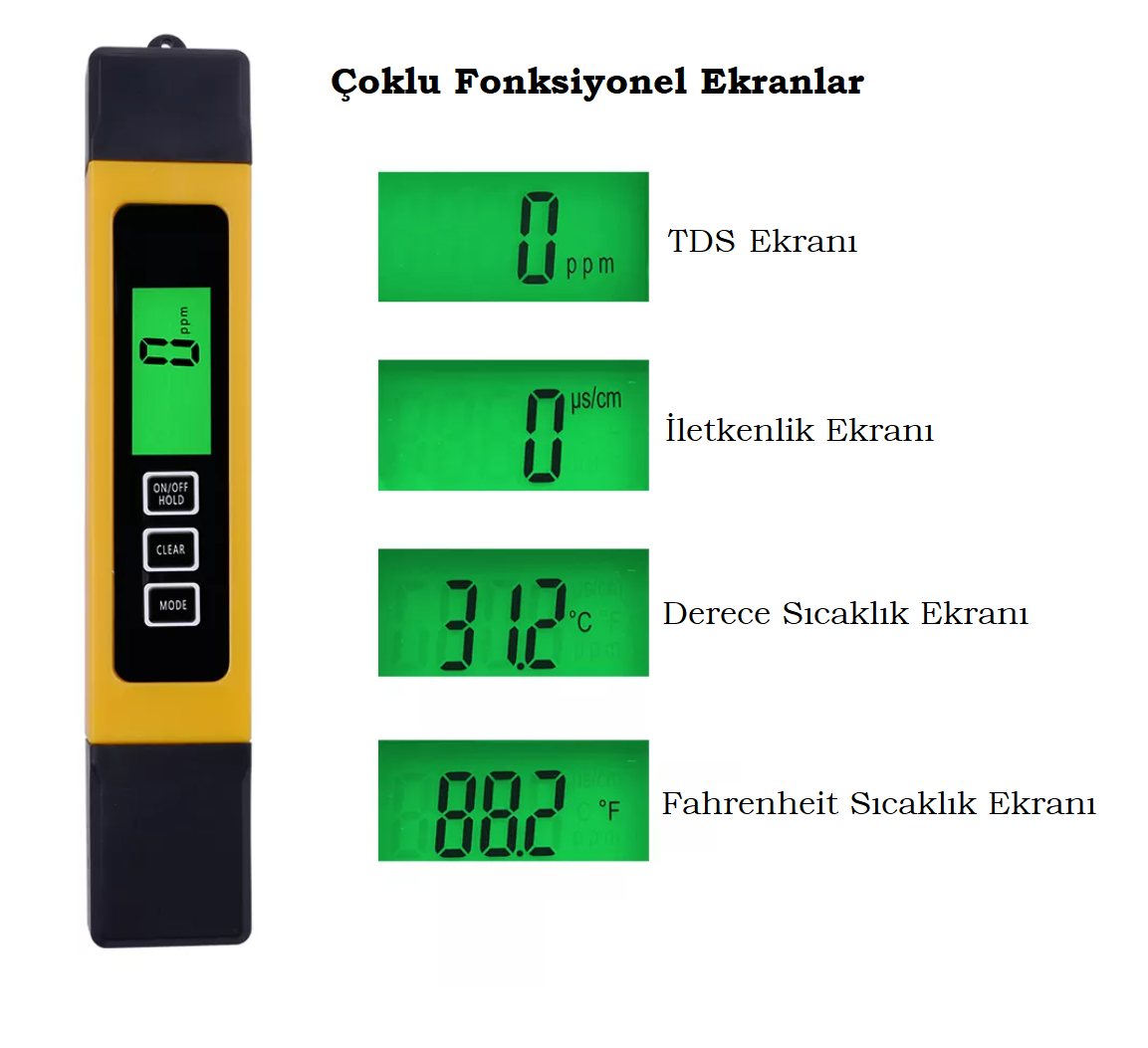 Tds Metre Su Ölçüm Cihazı Termometreli Işıklı Fiyatları ve Özellikleri