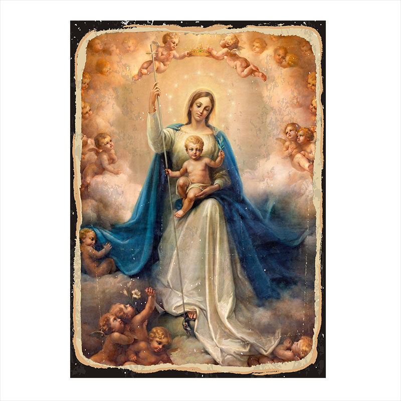 Meryem Ana Melekler Ve Isa Tasarım Mdf Tablo 18 x 27 CM Mini Tablo ...