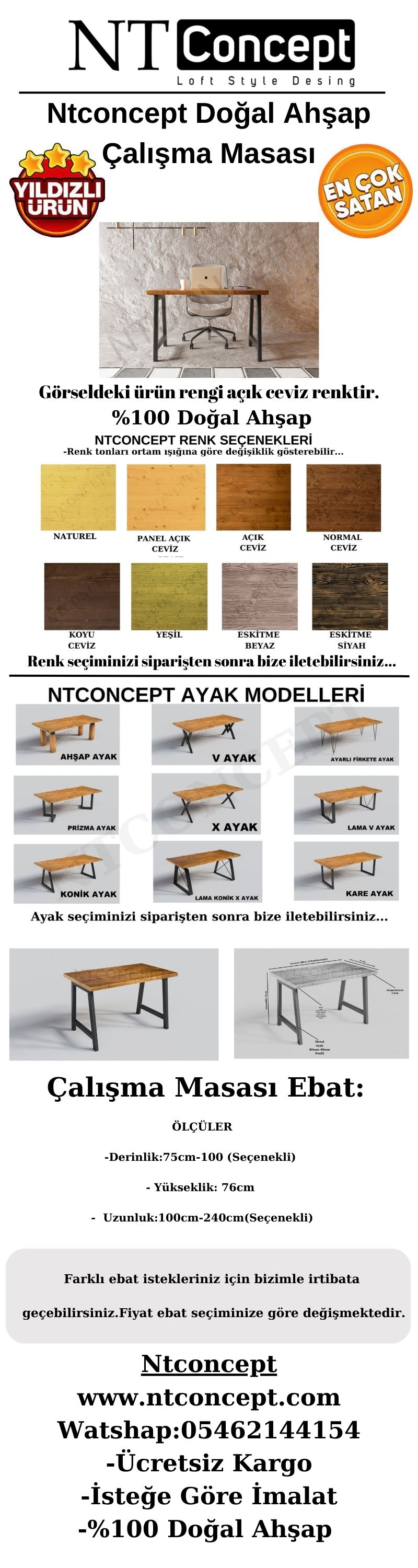 Tuale Ntconcept Masif Ağaç Çalışma Masası Fiyatları ve Özellikleri