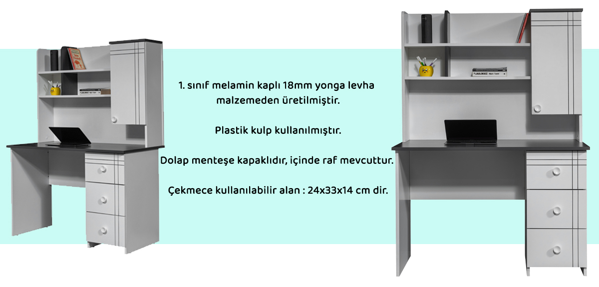 Üniteli Bilgisayar Masası, Aura Çalışma Masası Fiyatları ve Özellikleri