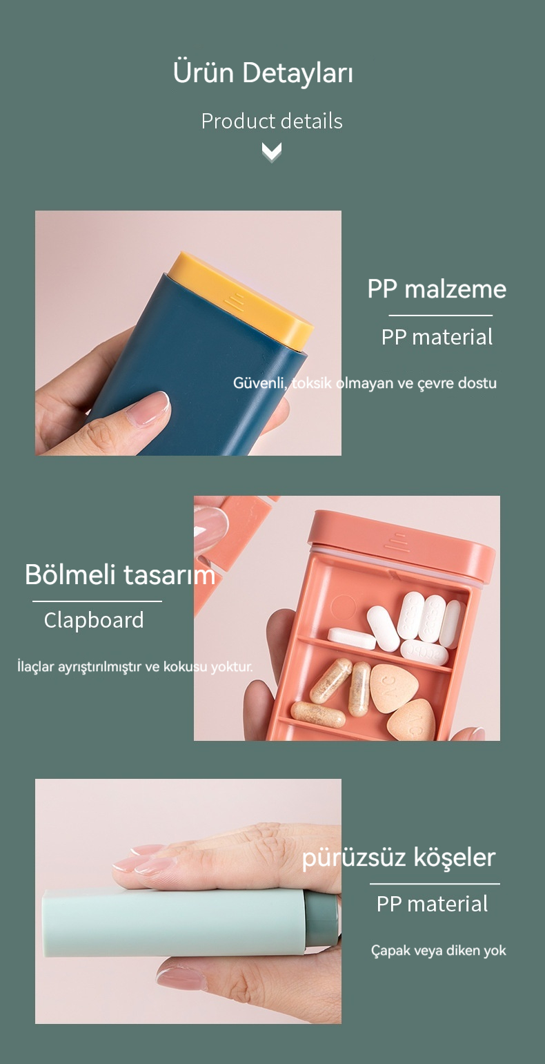 6 Bölmeli İlaç Ambalaj Kutusu - Yeşil Fiyatları ve Özellikleri