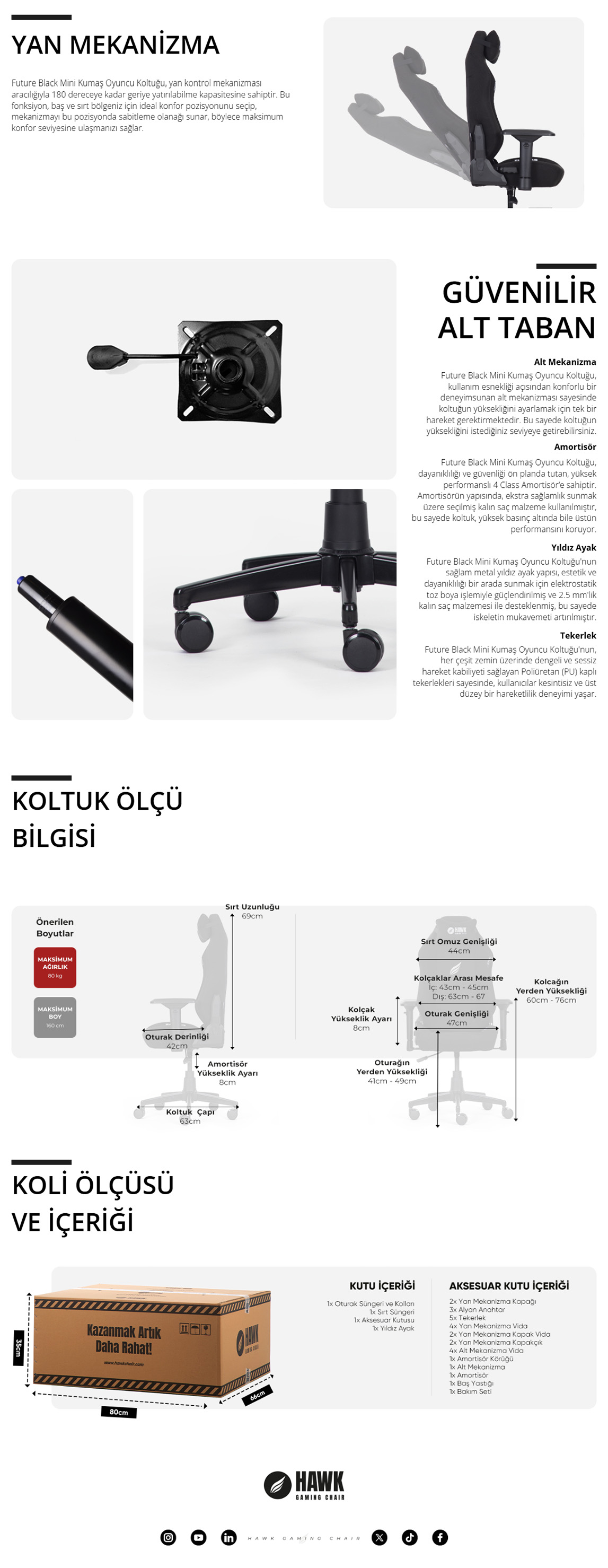 Hawk Gaming Chair Future Black Mini Kumaş Oyuncu Koltuğu Fiyatları ve ...