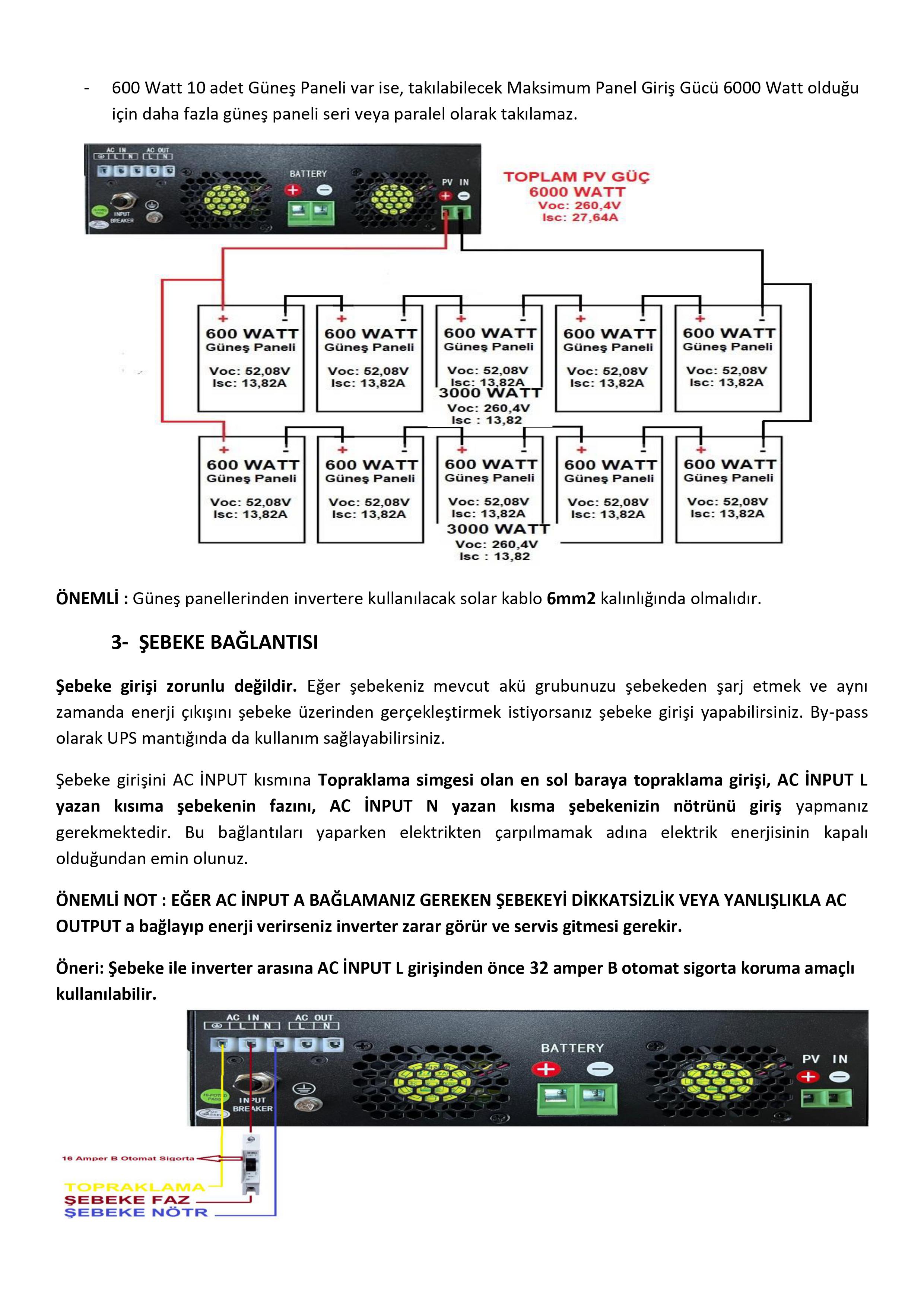 Uretech 7KVA 6.2kw 6200 W 5kva 5kw 6.2kw 48Vdc-220Vac Tam Sinüs Akıllı H.V. 100A Mppt İnverter ...