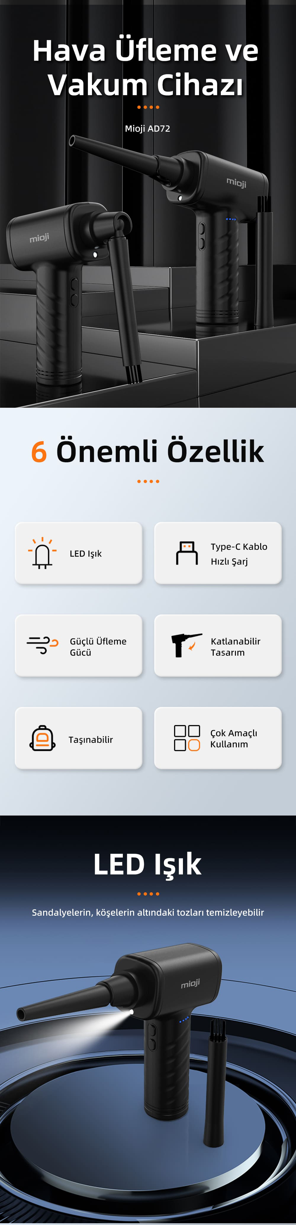 Mioji Mio Ad72 3000 mAh 3 Kademeli Hava Üfleme ve Vakum Cihazı ...