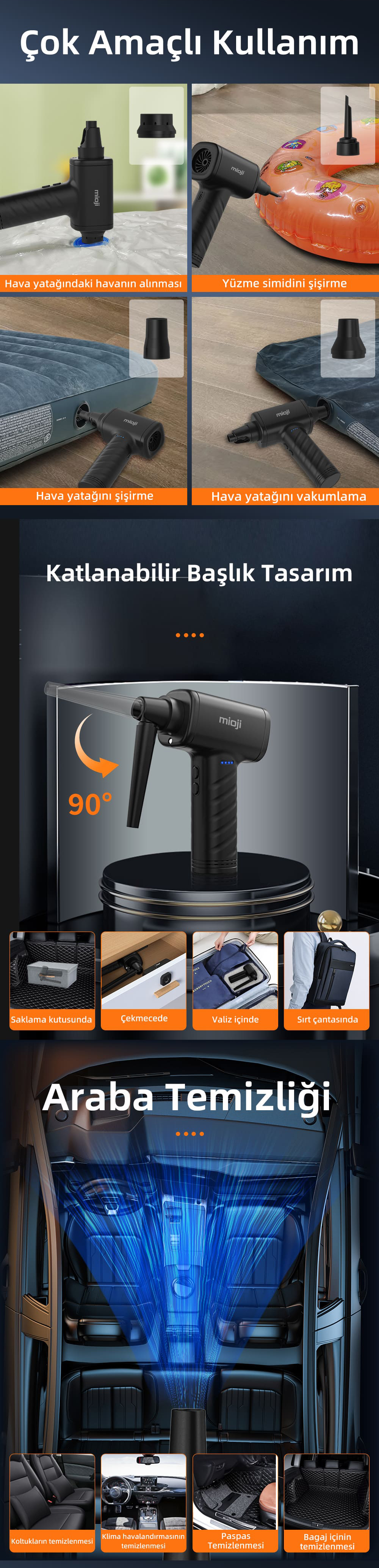 Mioji Mio Ad72 3000 mAh 3 Kademeli Hava Üfleme ve Vakum Cihazı ...