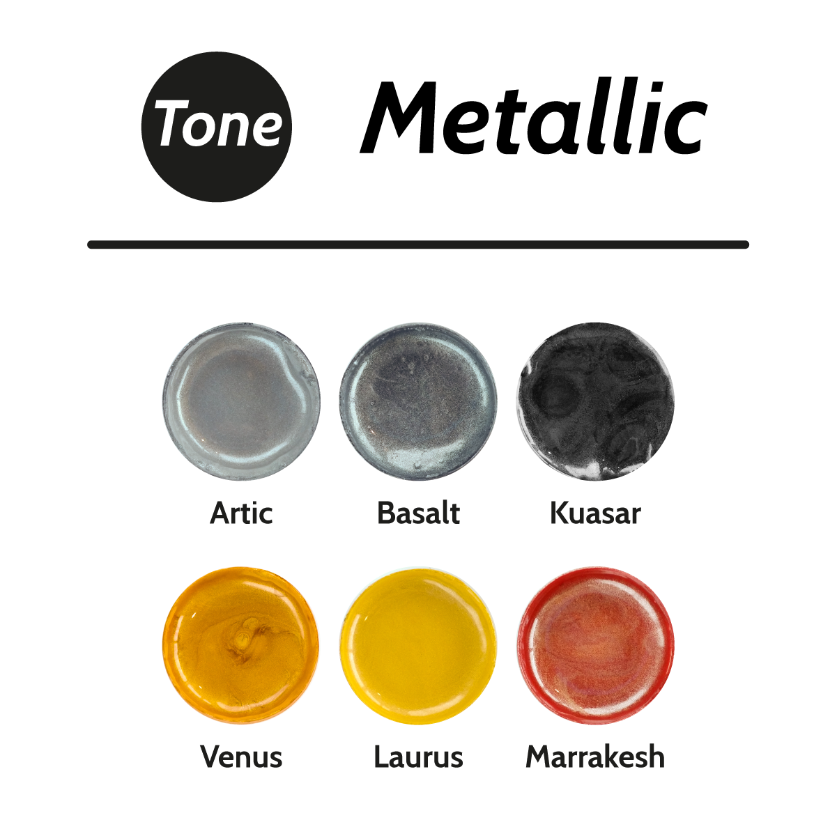 Tone Metallic Epoksi Renk Pigmenti Seti Metalik Renkler 6X25 ML ...