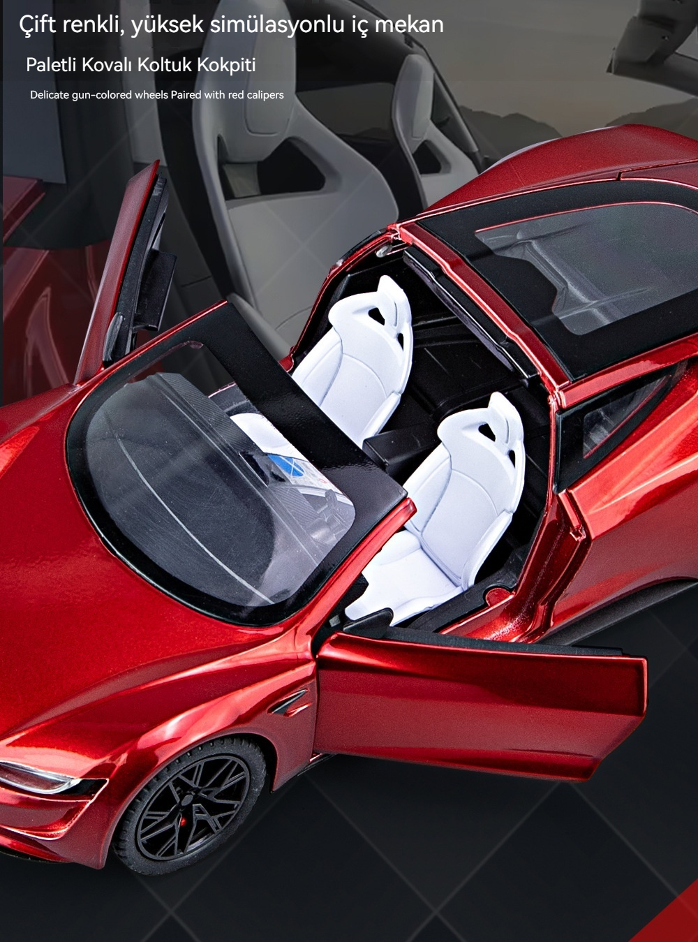 Jzcat Simülasyonu 1:24 Cabrio Tesla Roadster Alaşım Spor Araba Modeli ...